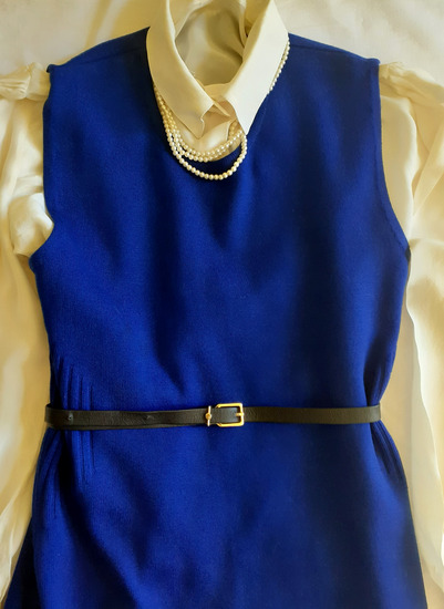 UNIKATNA Vintage haljina, štrikana, royal blue