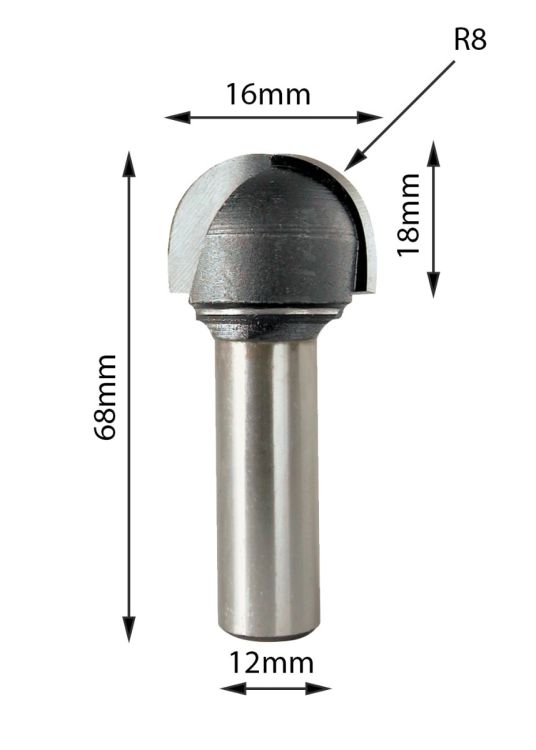 Loptasto CNC glodalo spiralno (Ball Nose) prečnik 16mm, prihvat 12mm, ukupna dužina 68mm FUL 33AA.080