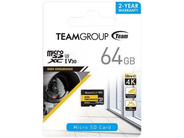 TeamGroup MICRO SDXC 64GB High Endurance UHS-I U3 V30, 100/50MB/s, THUSDX64GIV3002 ZA VIDEO NADZOR!