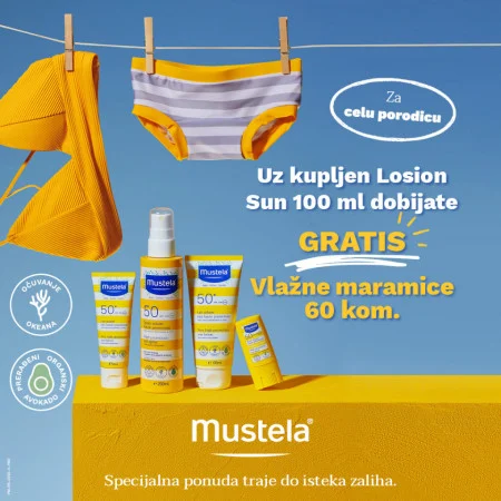 Mustela Mustela losion za sunčanje 100ml + Mustela maramice 60 komada gratis