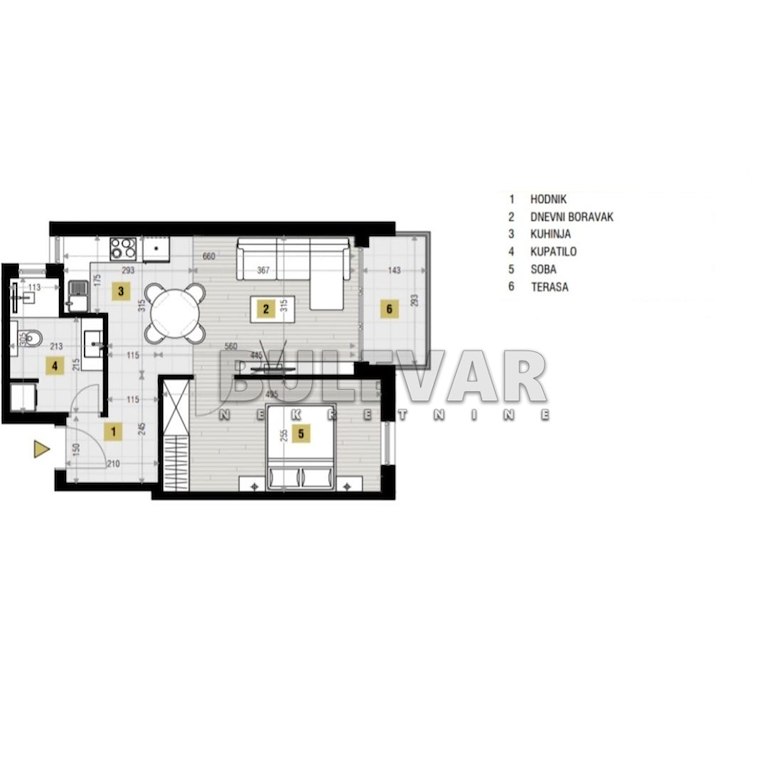 Jednosoban stan, 44 m2, Centar, Andre Marinkovića ID: p-07759