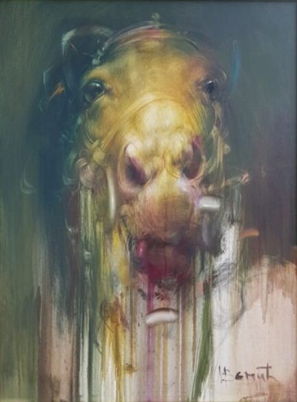 Umetnička slika Glava konja slikar Miomir Mišo Vemić