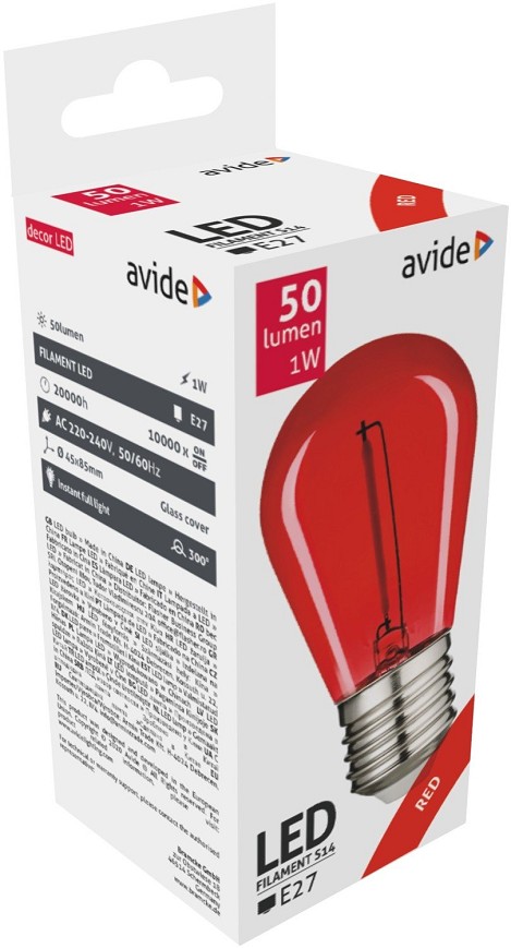 LED SIJALICA FILAMENT E27 0.6W CRVENA AVIDE