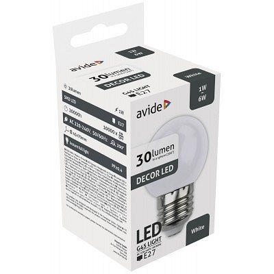 LED SIJALICA E27 G45 1W BELA AVIDE