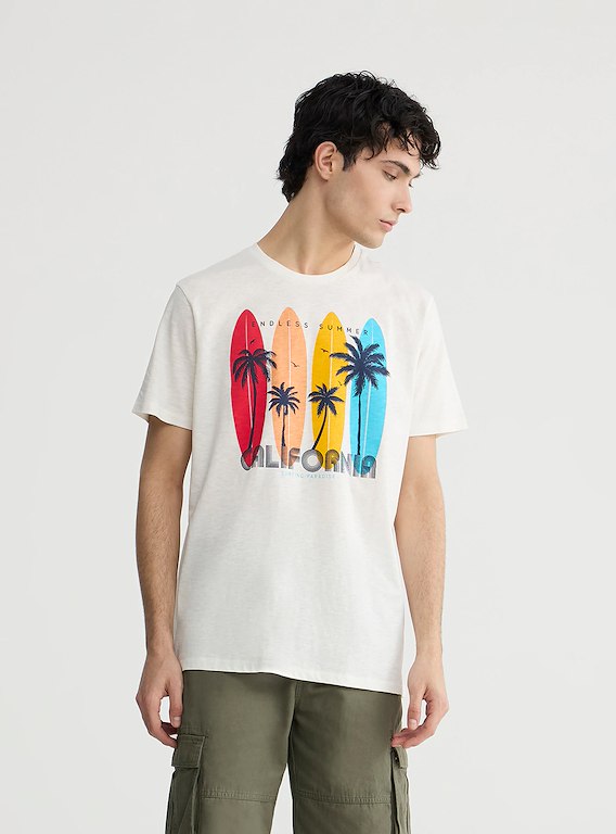 Majica sa surferskom štampom Bela vuna