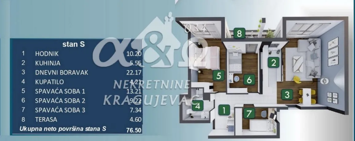 Prodaja, četvorosoban stan, 77m2, Centar, Kragujevac