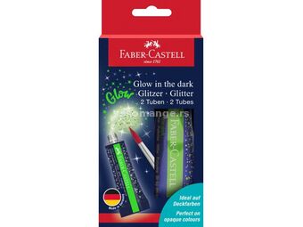 FABER CASTELL Glitter glow in the dark tube 2x12ml 125092