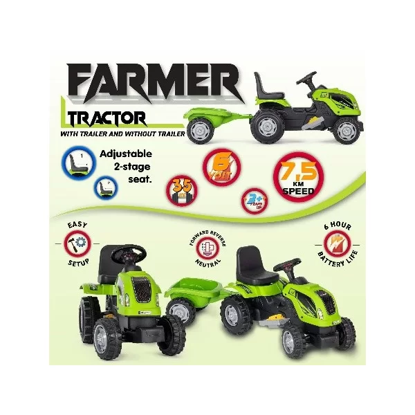 Traktor na akumulator zeleni Farmer 298