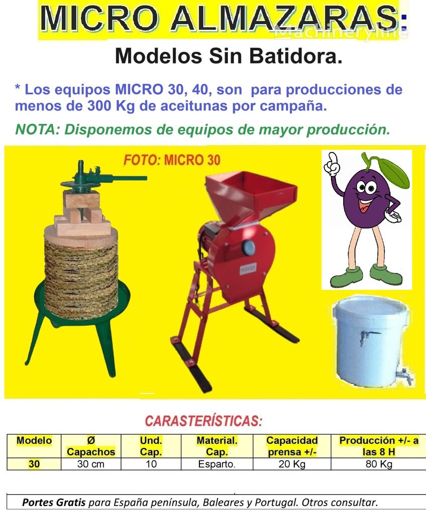 Nova MICRO ALMAZARAS con Prensas Manuales Modelos con capachos de 3 bućkalica za maslac