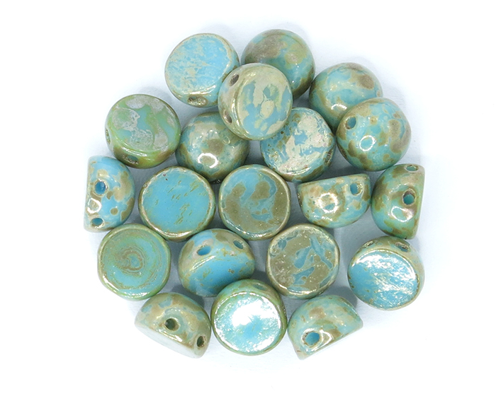 2-hole Cabochon 63020/43400 Turquoise Picasso (10kom)