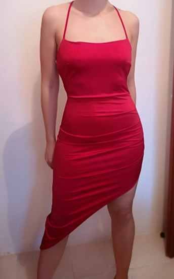 Crvena haljina, otvorena ledja - sa etiketom