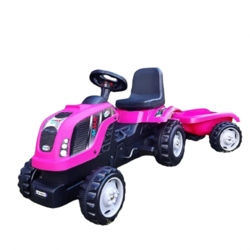 Traktor na pedale MMX sa prikolicom roze
