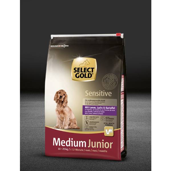 Select Gold Dog Sensitive Medium Junior jagnjetina, losos i krompir - 12 kg