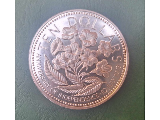 Bahami 10 dolara 1975 srebro Ag 50g velika kovanica