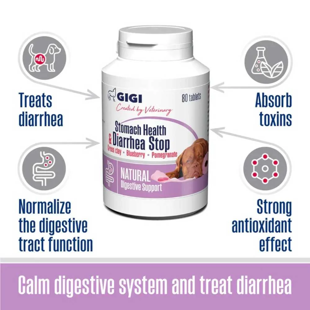 GIGI Stomach Health&Diarrhea Stop for large dogs za zdravlje stomaka 80 tableta
