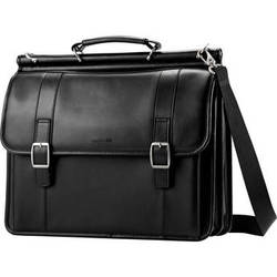 Samsonite Leather Dowel Flapover Business Case (Black)