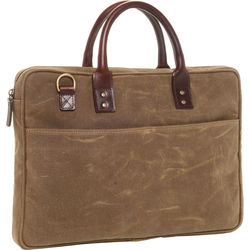 ONA The Kingston 15" Laptop Briefcase Waxed Cotton with Leather Accents (Field Tan)