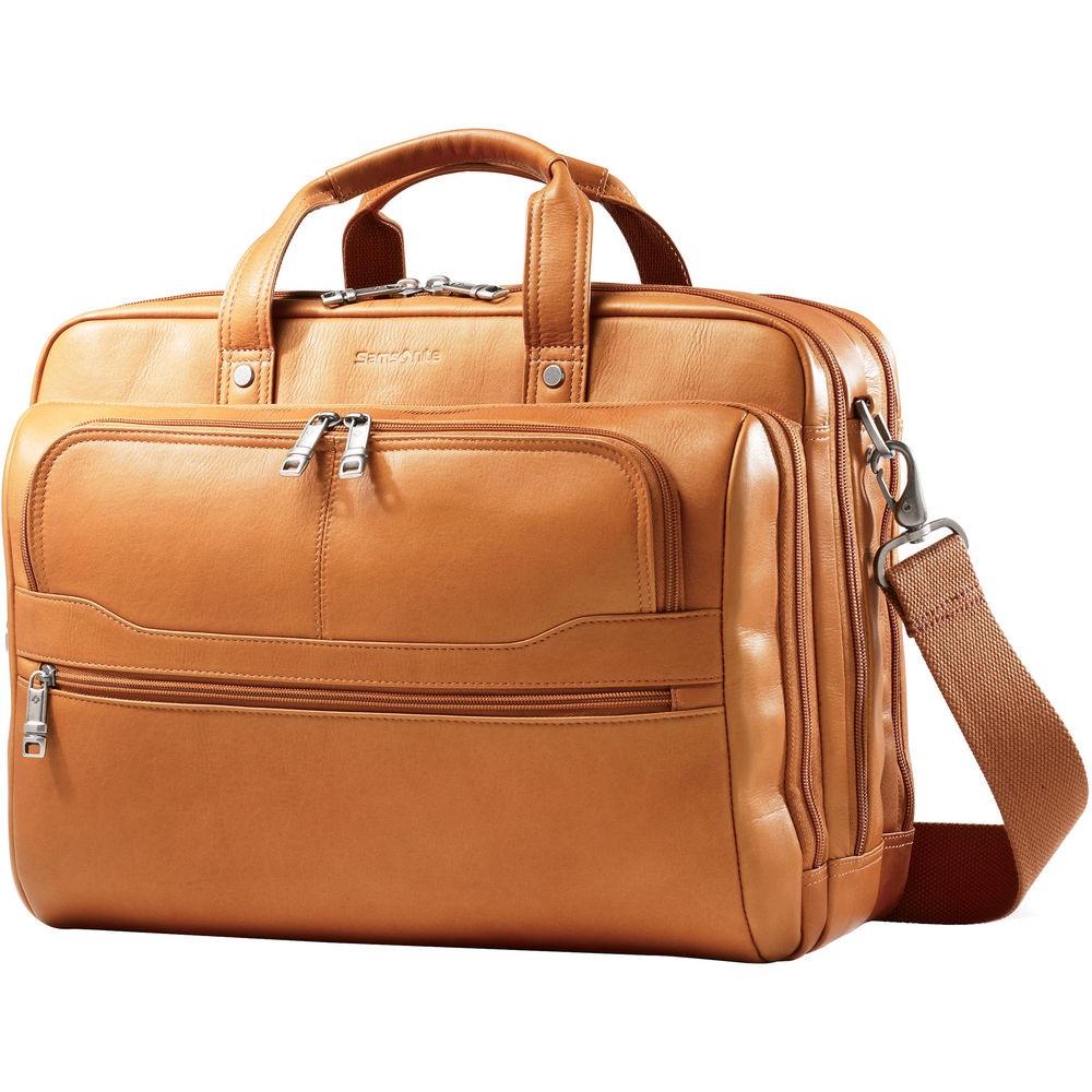 Samsonite Colombian Leather 2 Pocket Business Case with 15.6" Laptop Pocket (Tan)