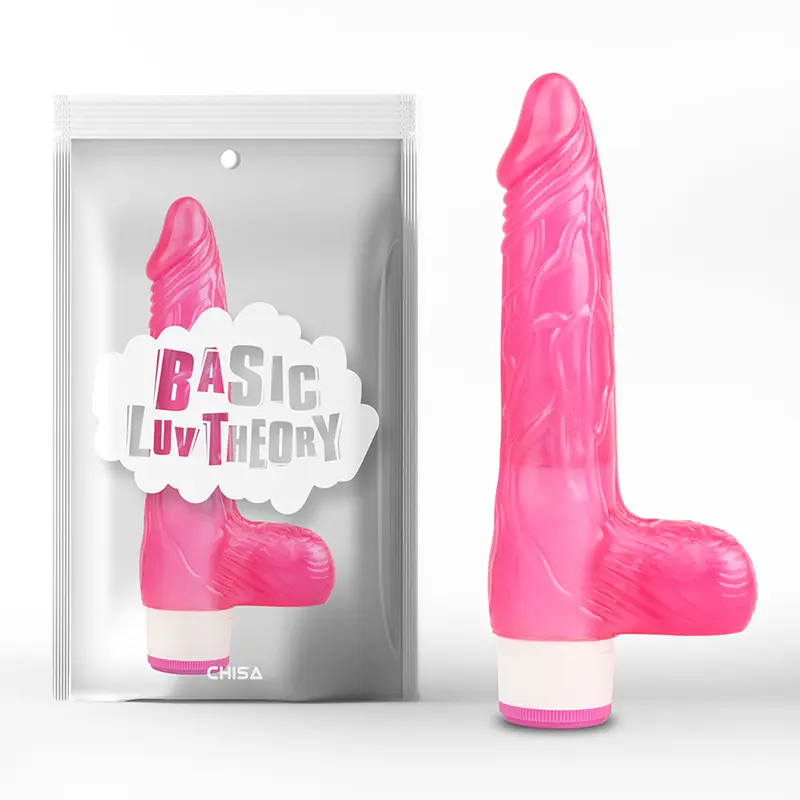 Luv Pleaser Realistični vibrator sa testisima, Roze, 20 cm