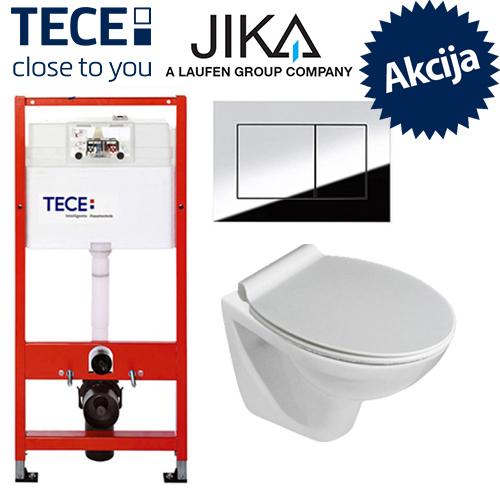 TECE SET JIKA EUROLINE HROM SJAJ TIPKA WC ŠOLJA SA SLIM SOFT CLOSE DASKOM