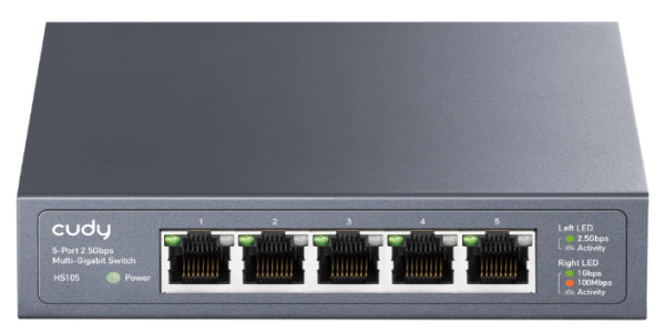 Cudy HS105 5-Port 2.5G Unmanaged Metal Switch za NAS zahteve koji zahtevaju intenzivnu propusnost