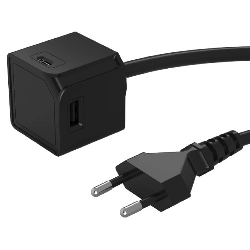 ALLOCACOC USB Powercube Black 10464WT/EUEUMC, 1.5m USB Produžni Kabl