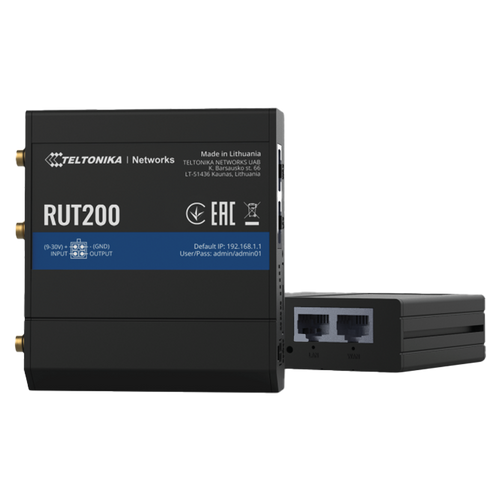 Teltonika RUT200 Industrial LTE WiFi Router, 4G, 1xWAN, 1xLAN, 1xSIM