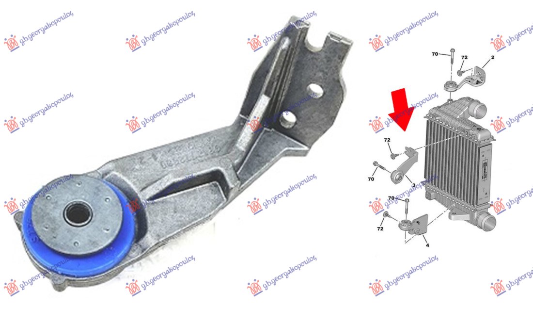 NOSAC HLADNJAKA INTERKULERA GORNJI Leva str. CITROEN C4 PICASSO (2014-2017) (OEM: 9803778880)