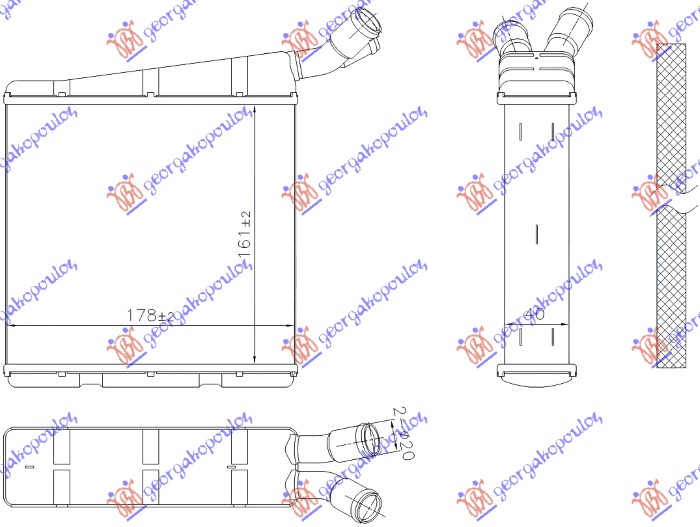 HLADNJAK MOTORA DODATNI 2.0/3.2 BENZIN – 1.6/2.0 DIZEL (MANUELNI/AUTOMATSKI) (161×178) SKODA SUPERB (2008-2013) (OEM: 1K0121212, 1K0121212B, 1K0121212C)