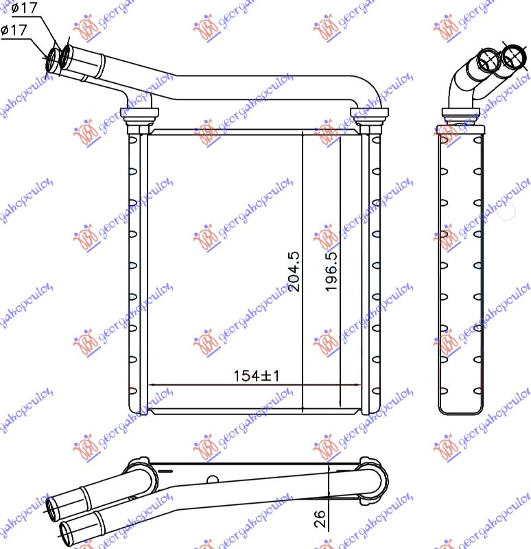 GREJAC KABINE (BR) (154x197x26) TOYOTA AVENSIS (T27) (2008-2012) (OEM: 87107-02150, 87107-42170, 8710702150)