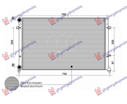 HLADNJAK MOTORA 1.4/1.6/2.0 FSI/SDI (MAN/AUTO) (+AC) (650×415) (LEMLJEN) SKODA OCTAVIA 5 (2008-2013) (OEM: 1K0121251BQ, 1K0121251BR, 1K0121251CD)