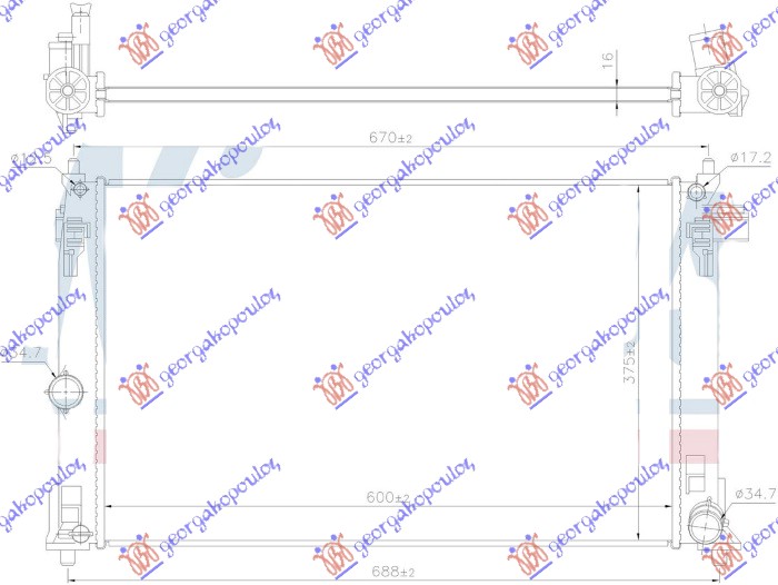 HLADNJAK MOTORA 1.6 BENZIN (600x380x16) TOYOTA C-HR (2016-) (OEM: 16400-0T350, 164000T350)