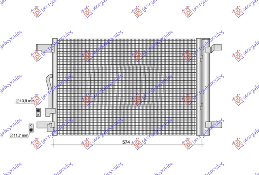 HLADNJAK KLIME 1.4-1.5-2.0 BEN 2.0 DIZ 576×388 AUDI A3 3D/SPORTBACK (2012-2016) (OEM: 5QM816411, 5QM816411A, 5QM816411B)