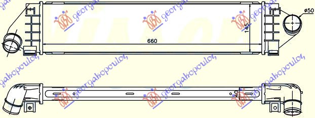 HLADNJAK INTERKULERA 1.6/1.8/2.0/2.2 TDCI (66x15x4) FORD KUGA (2008-2013) (OEM: 1231015, 1316496, 1353523)