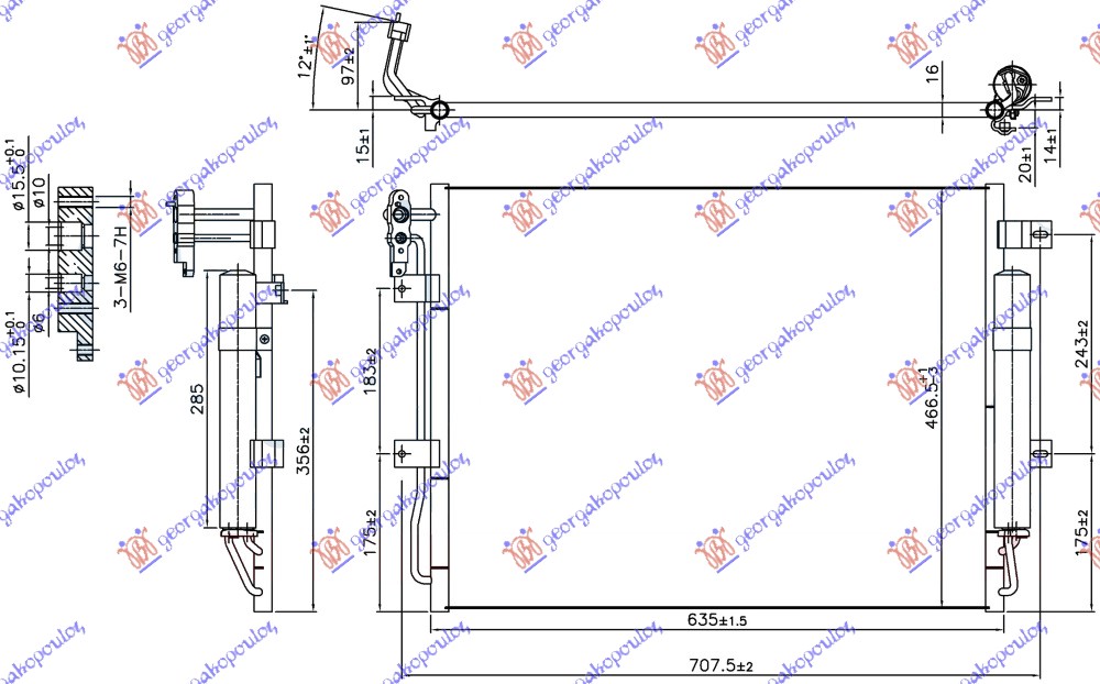 HLADNJAK KLIME 3.0 TD DIZEL 10-(635x466x16) LAND ROVER DISCOVERY (2014-) (OEM: JRB500250, JRB500270, LR015556)