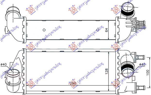 HLADNJAK INTERKULERA 1.3 JTD -09 / BENZIN (29x13x6.5) FIAT PANDA NEW (2012-) (OEM: 51855481)