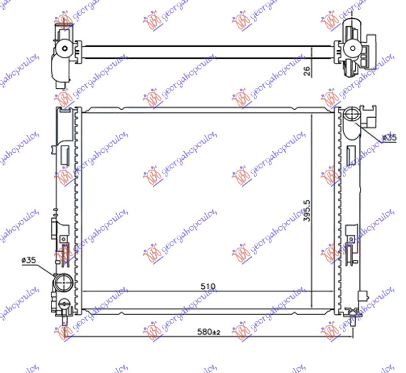 HLADNJAK 1.0i-1.3DIG-TUR BENZ 510x395x26 DACIA DUSTER (2010-2017) (OEM: 214105FA0B, 8200880550)