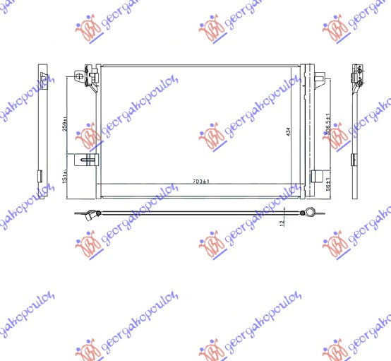 HLADNJAK KLIME ZA SVE MODELE BENZIN/DIZEL (72.0×38.2×1.6) VOLVO XC90 (2020-) (OEM: 31338308, 31439826, 31686413)