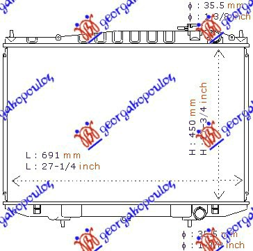 HLADNJAK MOTORA (+/-AC) (45×68.5) NISSAN P/U (D22) NAVARA 2WD-4WD (2001-2010) (OEM: 21410-2S400, 214102S400)