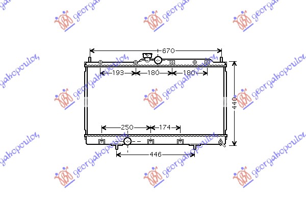 HLADNJAK MOTORA 1.3i 16V 1.6i 16V 2.0i 16V (37.5×68.5×16) MITSUBISHI LANCER SEDAN (2008-) (OEM: MR968857)