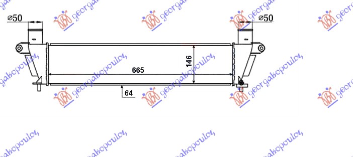 HLADNJAK INTERKULERA 2.5/3.0 TD (665x146x64) ISUZU P/U D-MAX (2016-) (OEM: 8980906272)