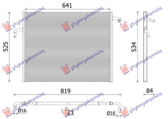 HLADNJAK MOTORA DODATNI 2.0 BENZIN/HIBRID (641x525x21) VOLVO S60 (2018-) (OEM: 31657362)