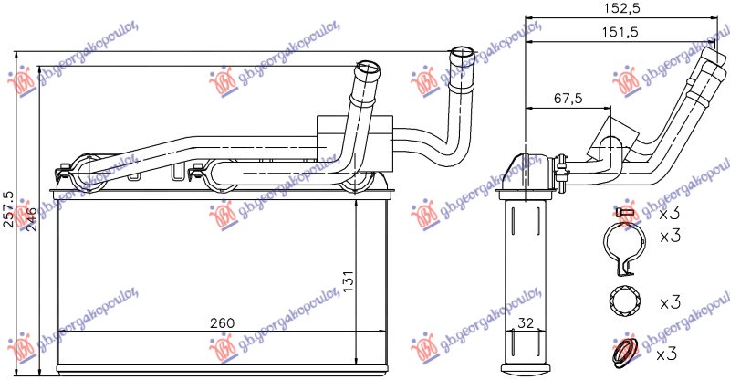 GREJAC KABINE (+AC) (131×260) (MANUELNA KLIMA) BMW X5 (E70) (2007-2010) (OEM: 64116968203)