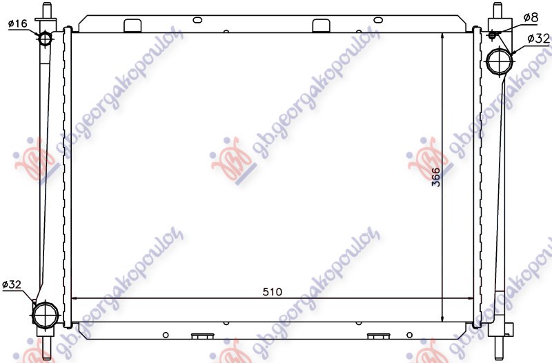 HLADNJAK MOTORA 1.5 DIZEL (+AC) (49.4×41.5×2.3) UK (NISSENS) NISSAN NOTE (2006-2013) (OEM: 21410-AY602, 21410AY602)