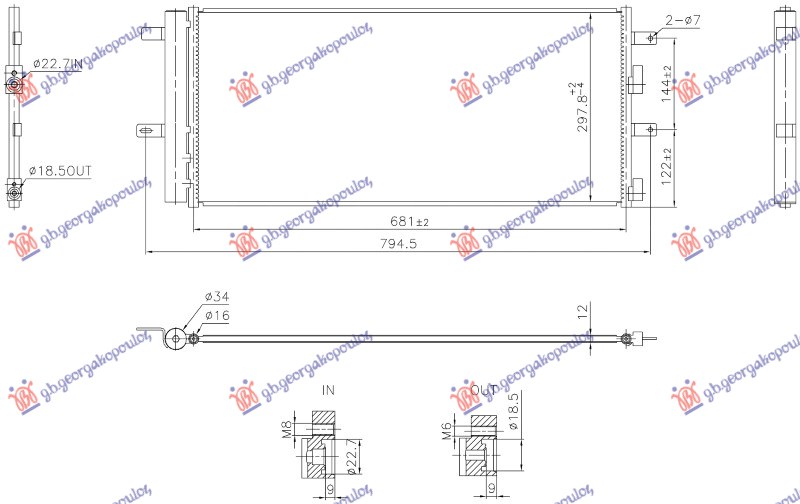 HLADNJAK KLIME 1.5 BENZIN / 2.0 DIZEL (681x298x12) FORD GALAXY (2019-) (OEM: 2268416, K2GH19710AA)