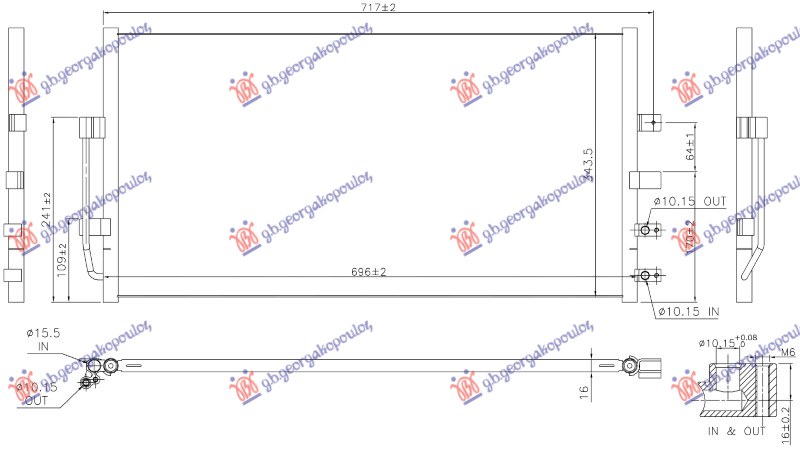 HLADNJAK KLIME 2.5 DIZEL (MAN/AUTO) (696x344x16) NISSAN MURANO (2003-2014) (OEM: 921101AT0A)