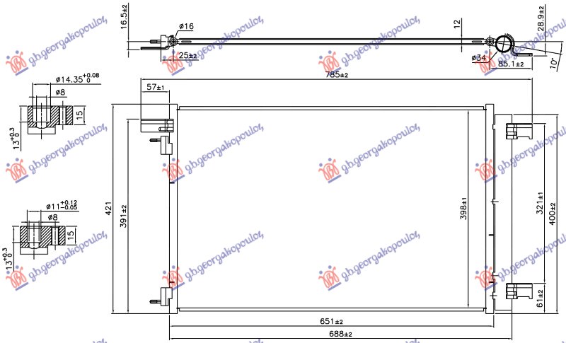 HLADNJAK KLIME 1.6 BENZIN (651x398x12) PEUGEOT 308 (2008-2013) (OEM: 6455HW)