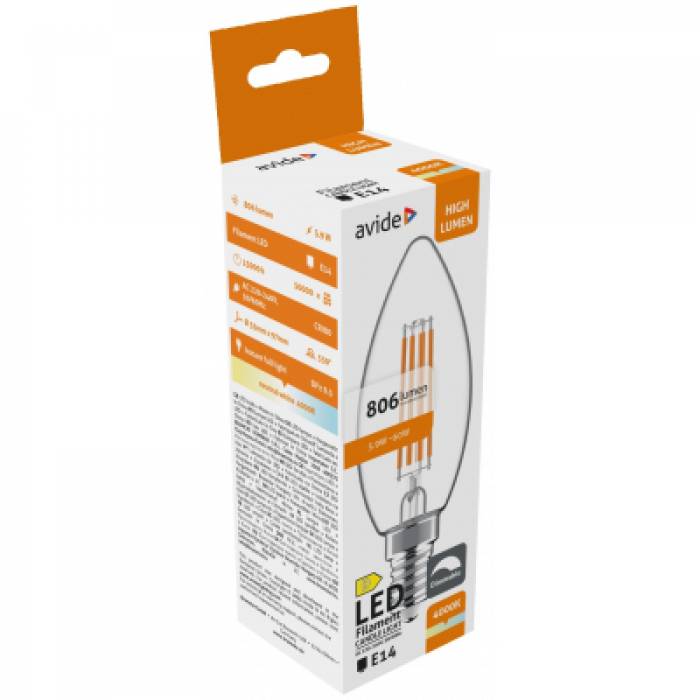 LED filament sveca 5.9W NW 4000K Dimabilna