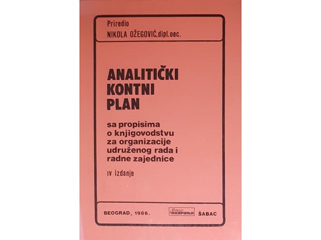 Analitički Kontni Plan - Nikola Ožegović