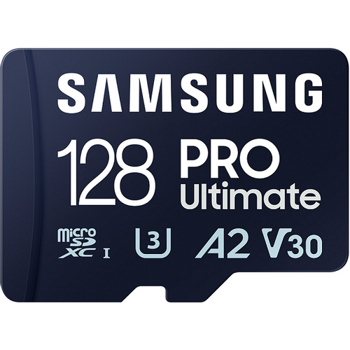 Samsung MB-MY128SA/WW MicroSD 128GB, PRO Ultimate, SDXC, UHS-I U3 V30 A2, Read up to 200MB/s, Write up to 130 MB/s, for 4K and FullHD video recording, w/SD adapter